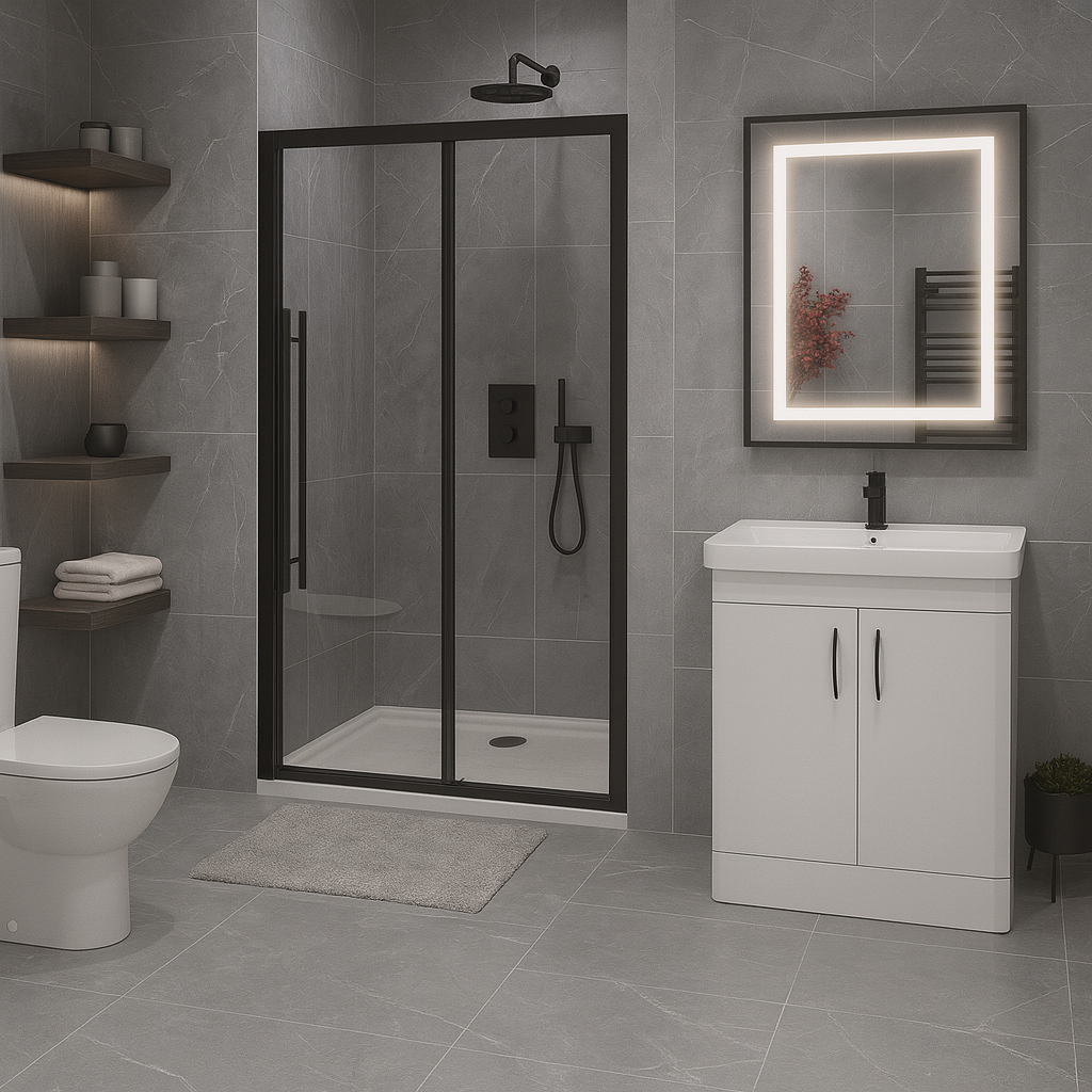 Bathroom Suite Package – Shower Enclosure, WC, Vanity Unit, Taps, Show ...
