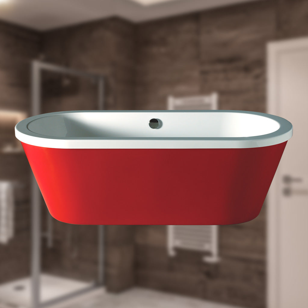 Halcyon Freestanding Carronite White/Red — Elite Tiles LTD