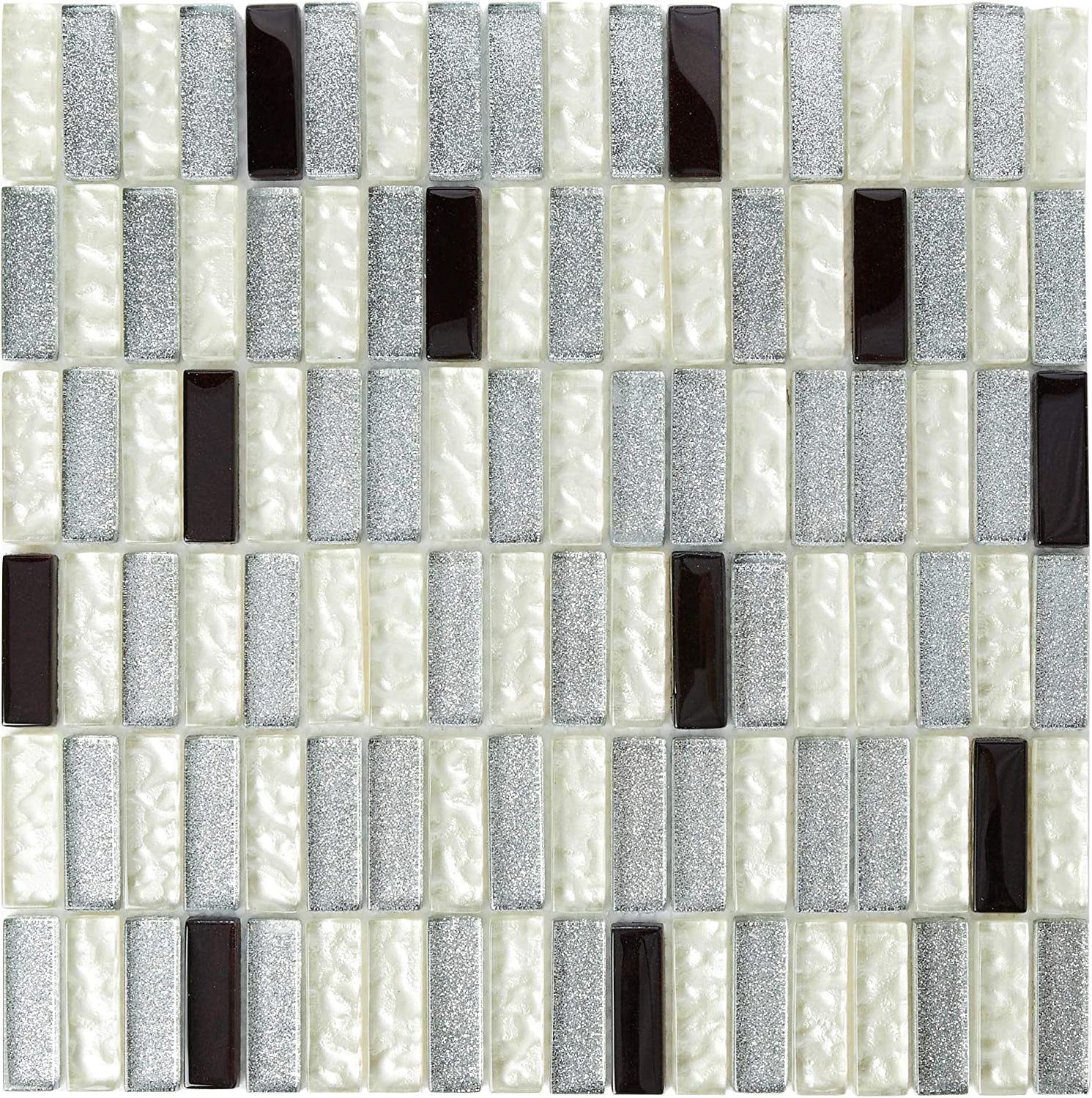 Homelux MOSAIC MM CALGARY, Silver and Aubergine, 30x30cm — Elite Tiles LTD