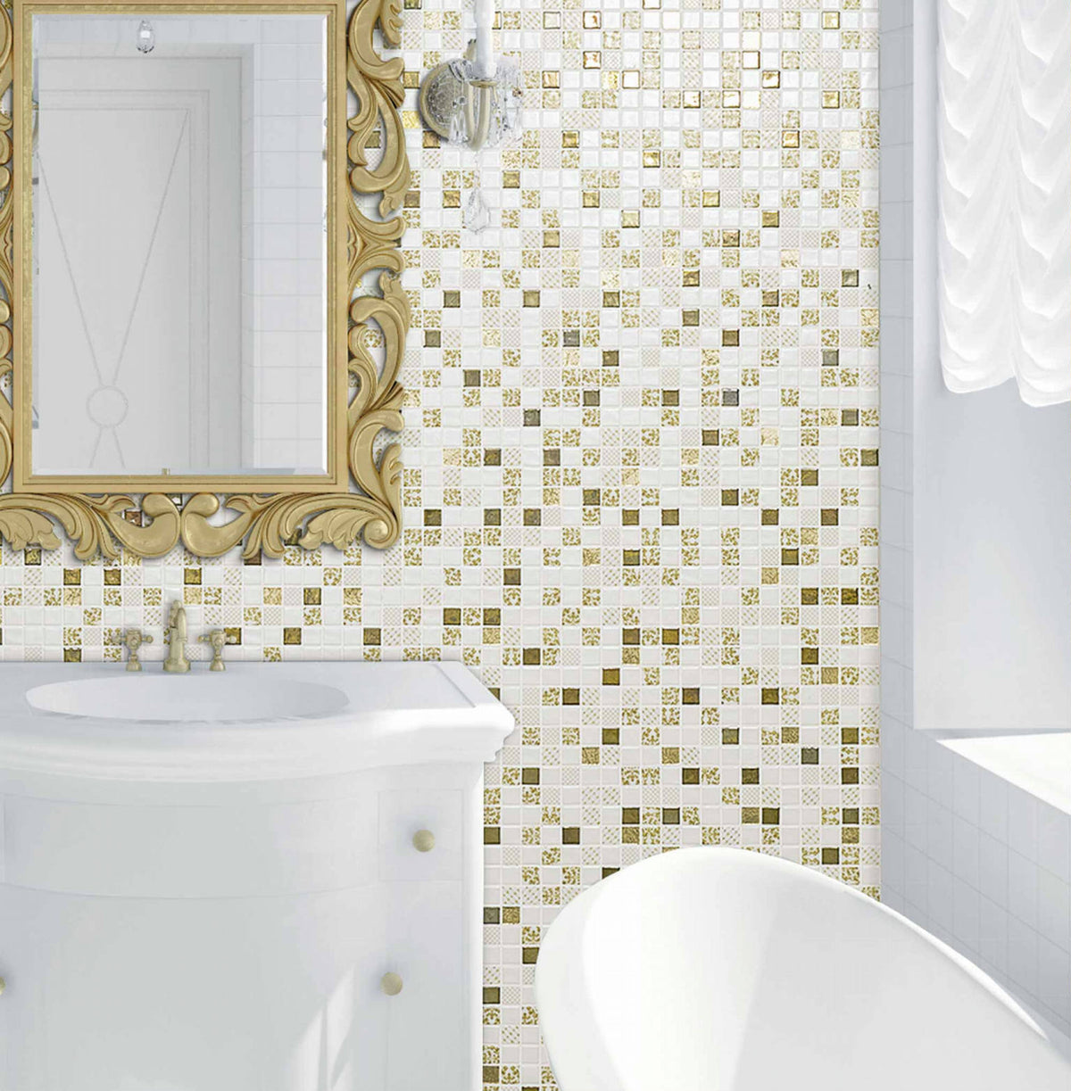 MOSAIC Palace Oro - Size 31.6x31.6 Swimming Pool Bathroom Kitchen Wall ...